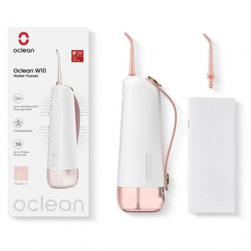 Ирригатор Oclean W10 с 2 насадками, розовый