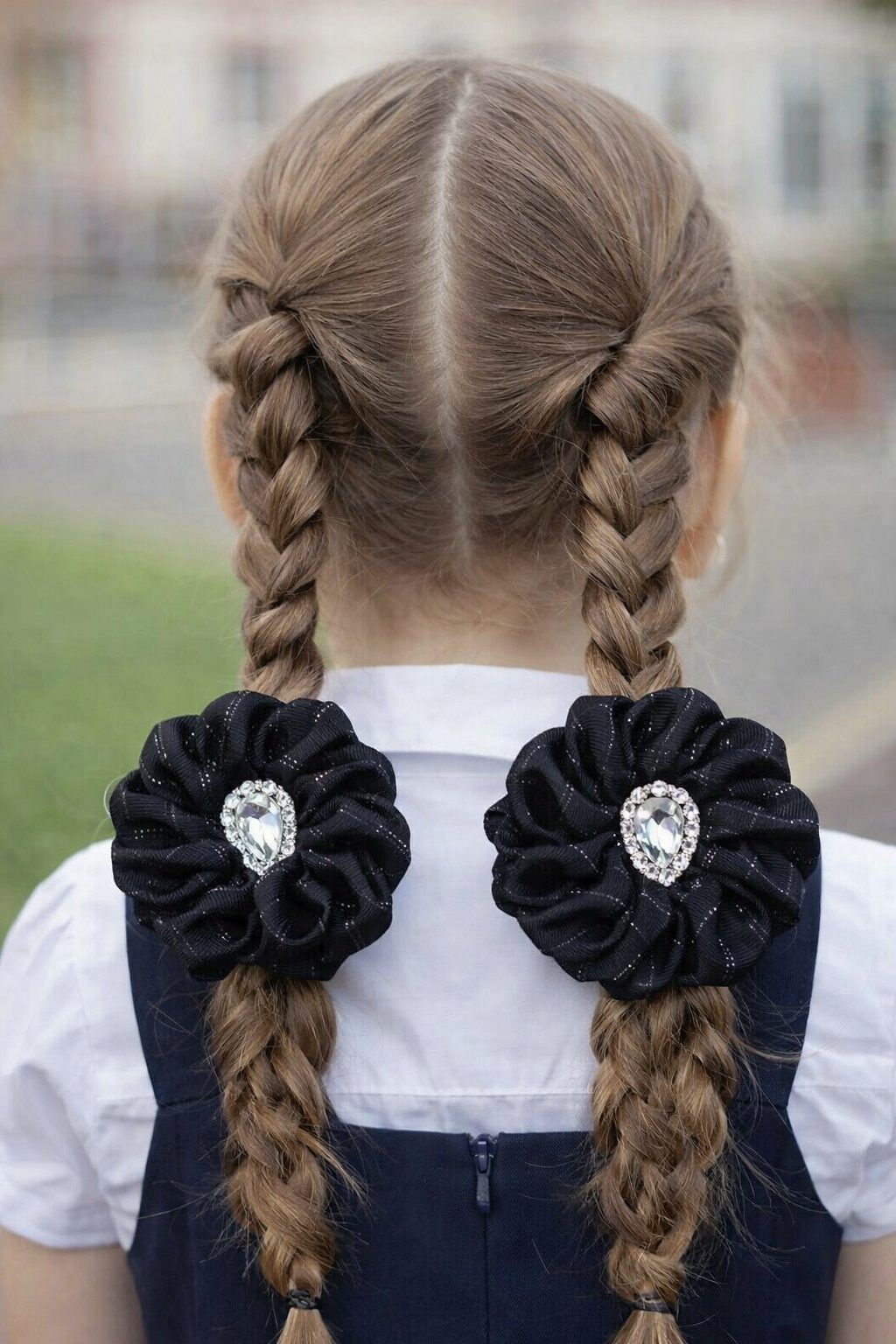 Бантики для волос Арт и Дизайн, для девочек, ручной работы, на резинке, диаметр 4см, черные