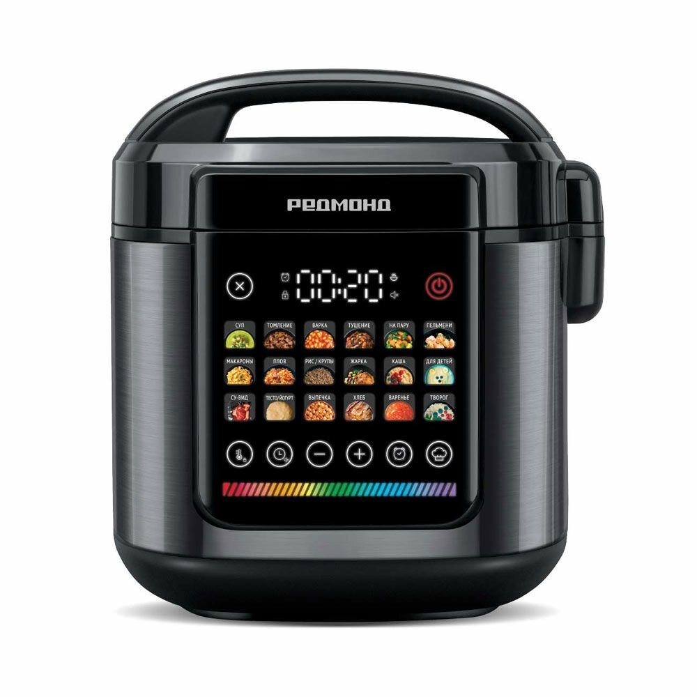 Мультиварка редмонд MC102, 20 программ, антипригарное покрытие чаши, сенсорный дисплей, мультиповар, 5 л, 860 Вт, черный