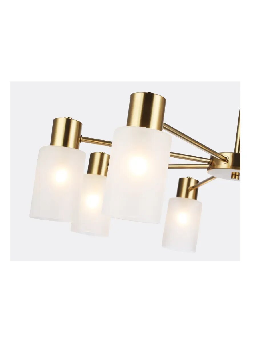 Люстра newrgy lighting 74535/5GD, латунь, белый матовый, цоколь E14, 40 Вт, свет нейтральный белый, для гостиной — фото 1