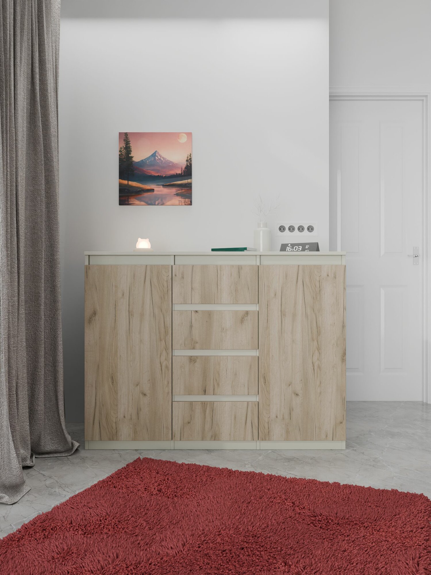 Комод для белья и одежды тоскана, 120х91х50.4 см, бежевый - дуб крафт серый