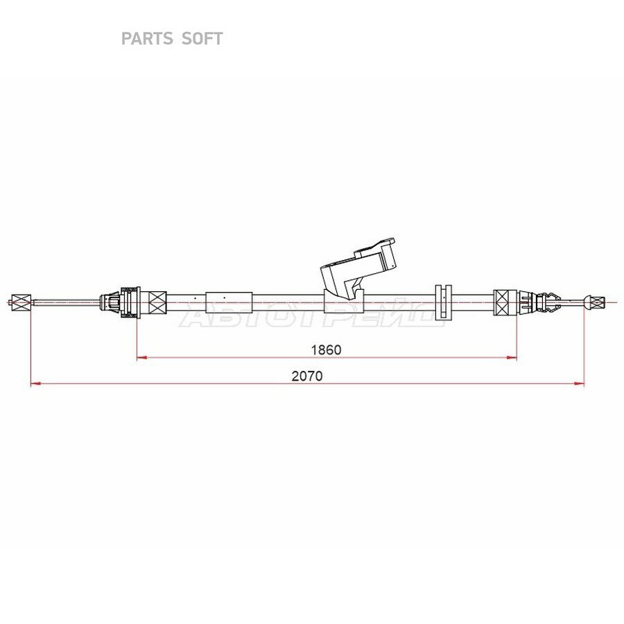 Трос ручного тормоза Ford Mondeo 07-19 / Galaxy 00-15 (Слева) SAT ST-52-0126 | цена за 1 шт