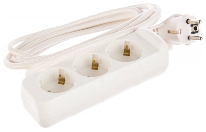 Удлинитель электрический ЭРА с заземл. 3 розетки 3м ПВС 3x1 16А, Белый, U-3e-3m-3x1 (Б0028370)