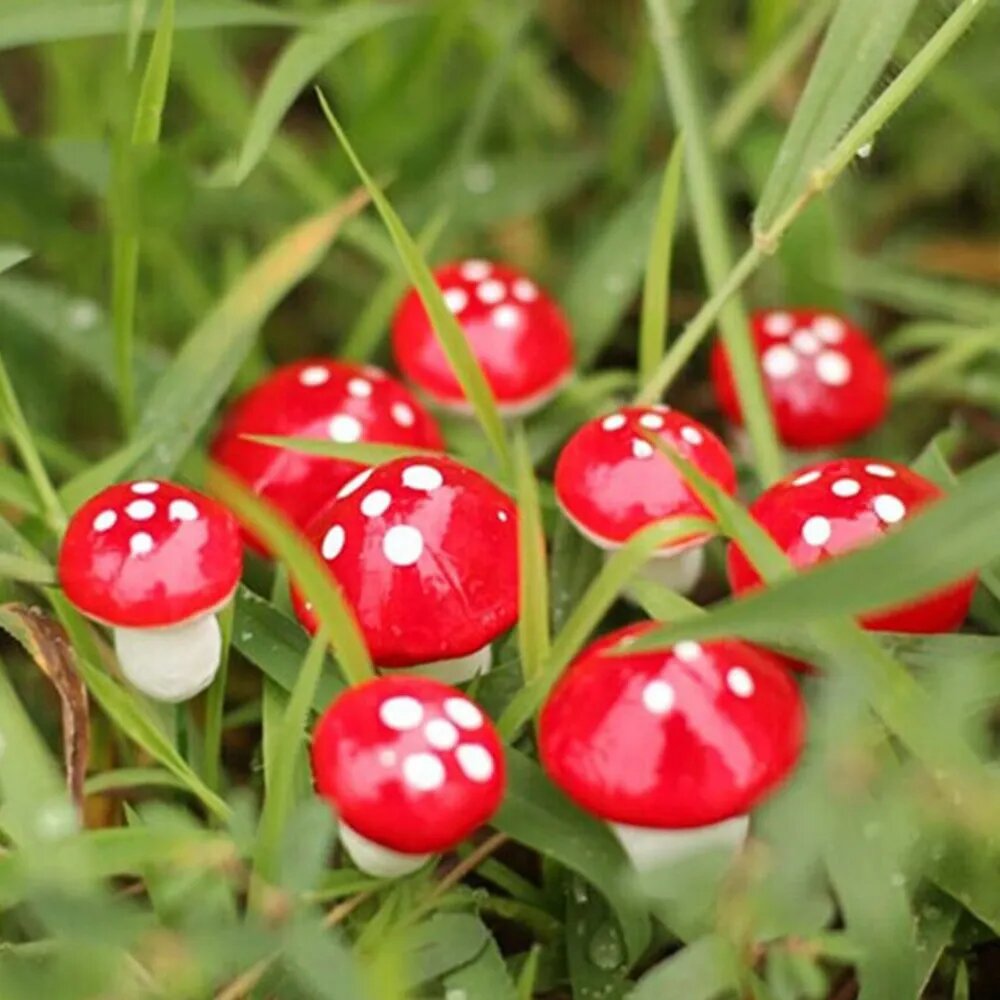 Декоративные грибы 30 шт, пенопластовые, цветные