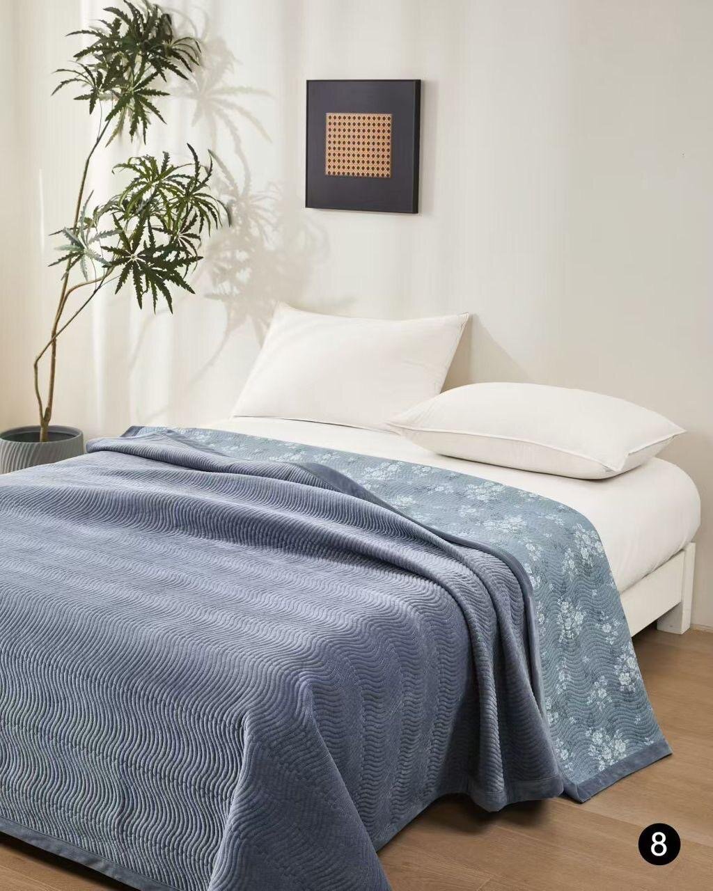 Покрывало евро двухстороннее велюр и хлопок, размер 200х230