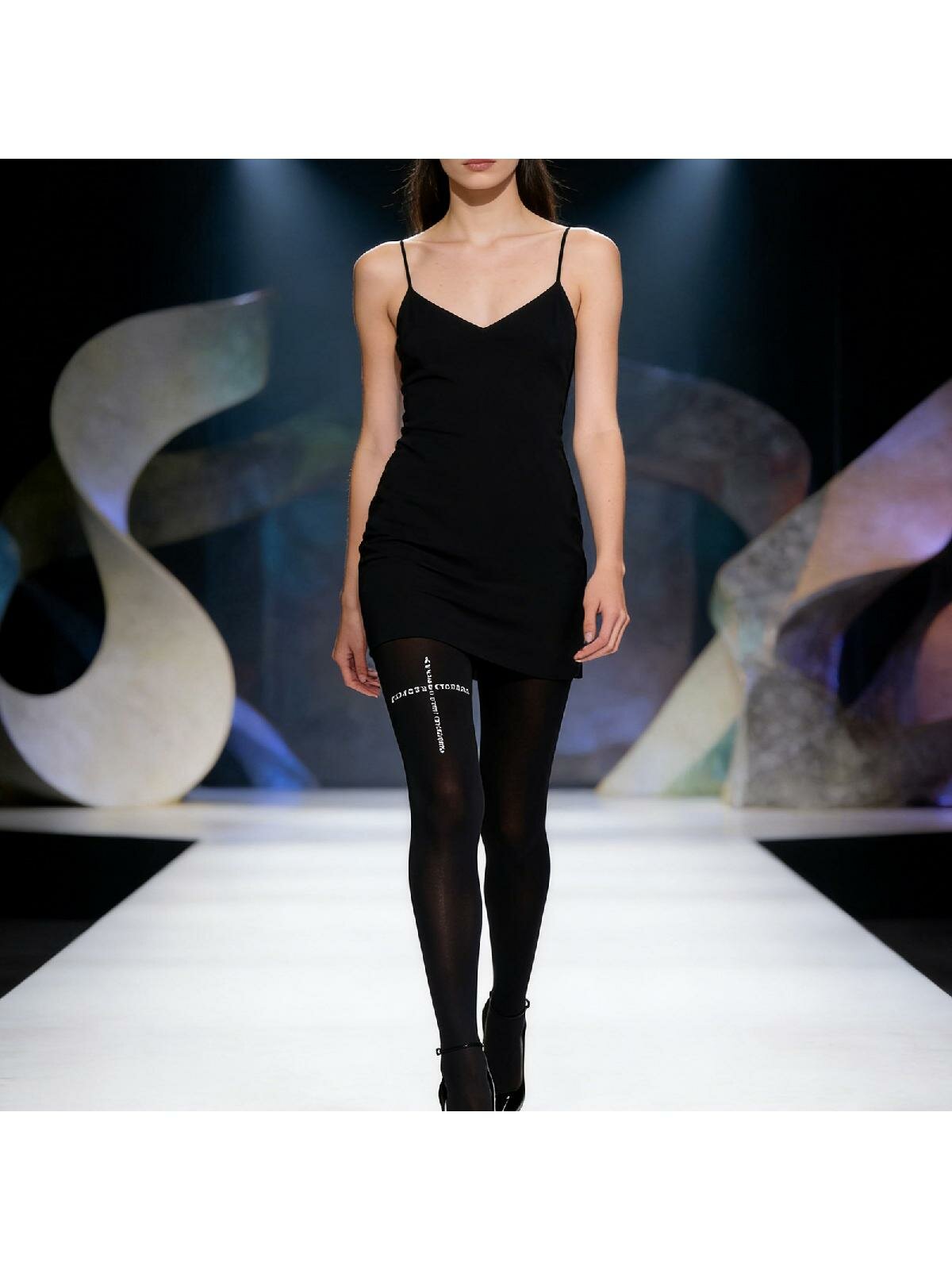 Чёрные готические колготки с крестами