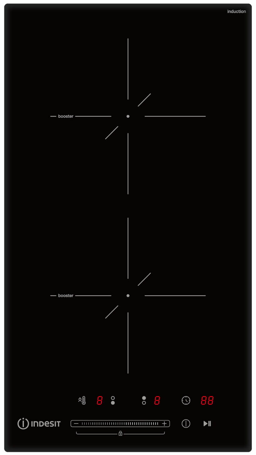Варочная панель Indesit IS 40CQ30 NE домино, 2 индукционные, слайдер, буст, таймер