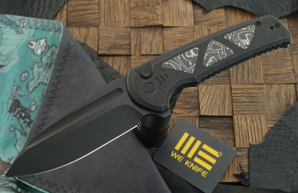 Складной нож We Knife Sylox, сталь M390, BW, рукоять титан/карбон с алюминием