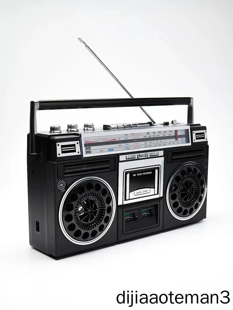 Магнитофон ретро, черный, Bluetooth, AM/FM/SM USB/TF, кассета — фото 1