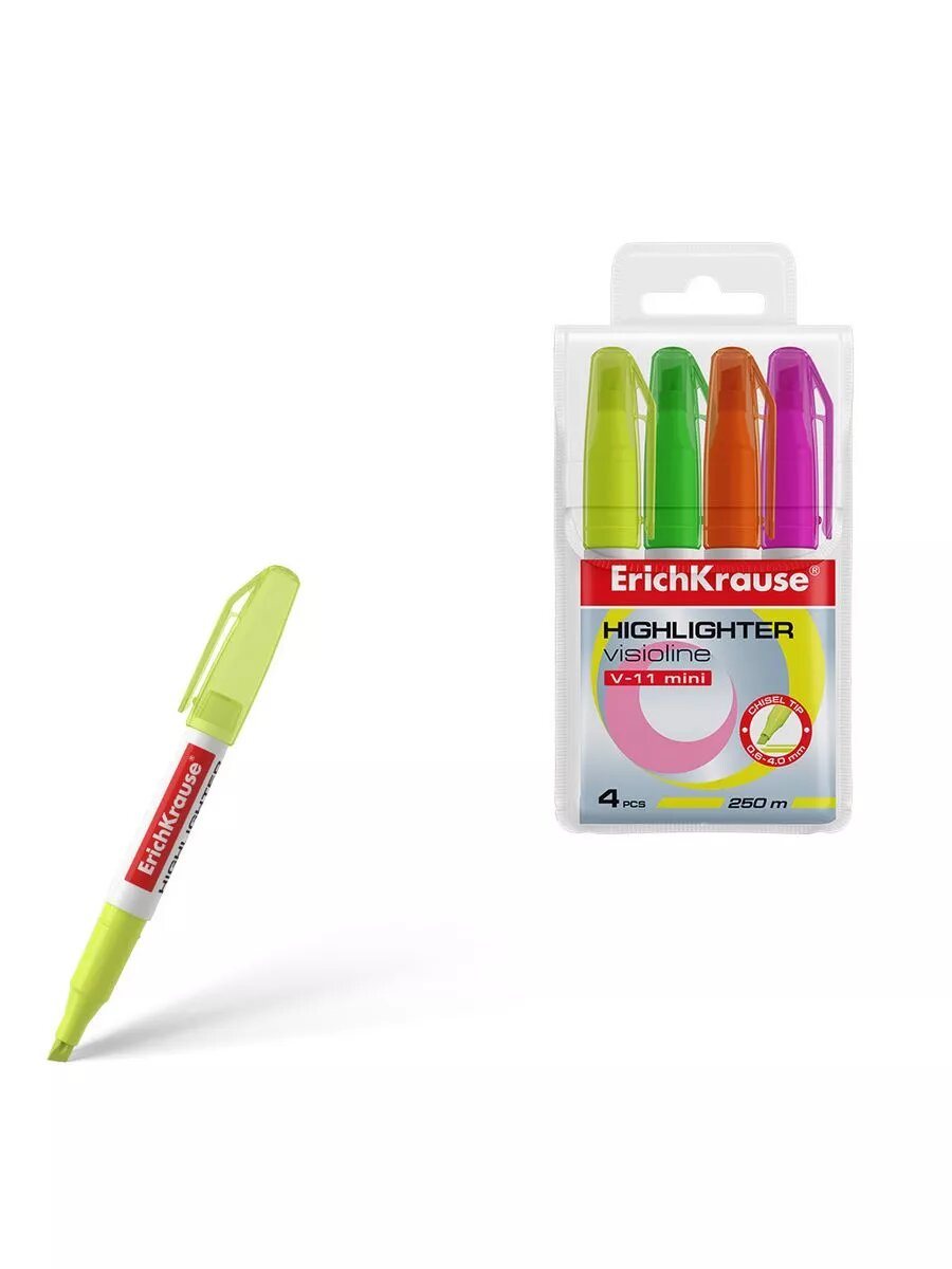 Набор из 4 текстмаркеров Visioline V-11 Mini Neon
