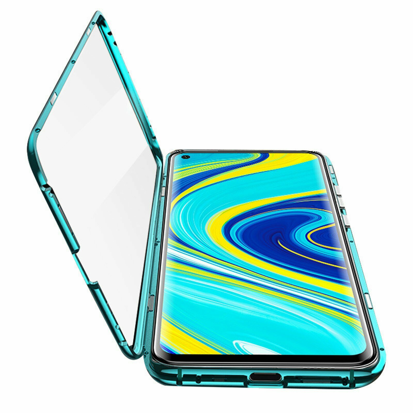 Чехол-бампер MyPads для Huawei Mate 40 Pro магнитный из закаленного стекла и металла с двухсторонней прозрачной крышкой
