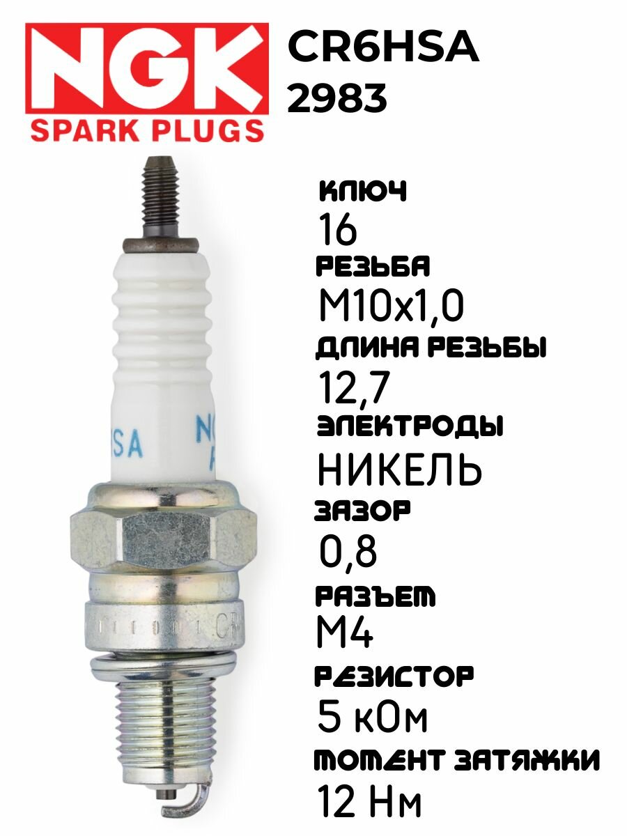 Свечи зажигания NGK 2983 CR6HSA 2 шт