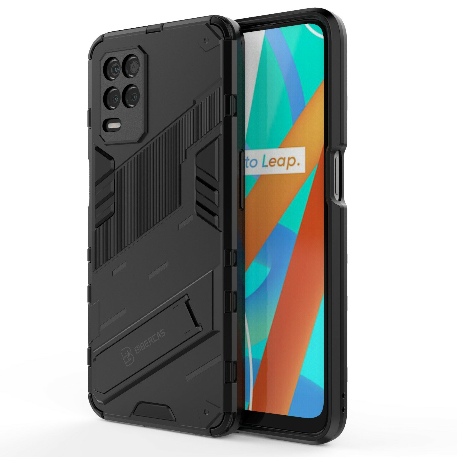 Противоударный чехол MyPads для Realme 8 и Realme 8 Pro черный, корпус-бампер