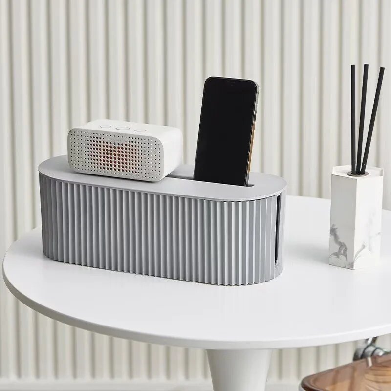 Коробка-органайзер Для Кабелей Большой Емкости С Крышкой — Решение Для Хранения На Рабочем Столе Для Офиса И Домашнего Исполь.