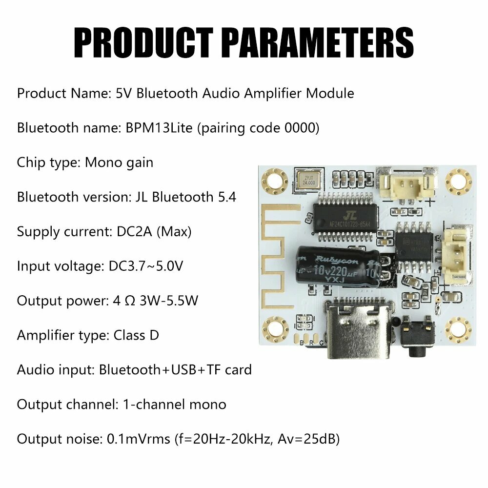 Модуль Bluetooth-усилителя мощности 5 Вт — фото 1
