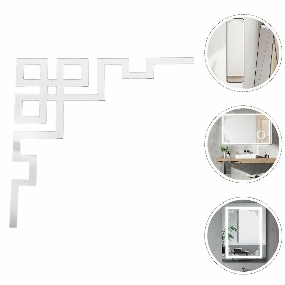 Набор из 12 акриловых зеркальных уголков серебристого цвета для декора стен гостиной