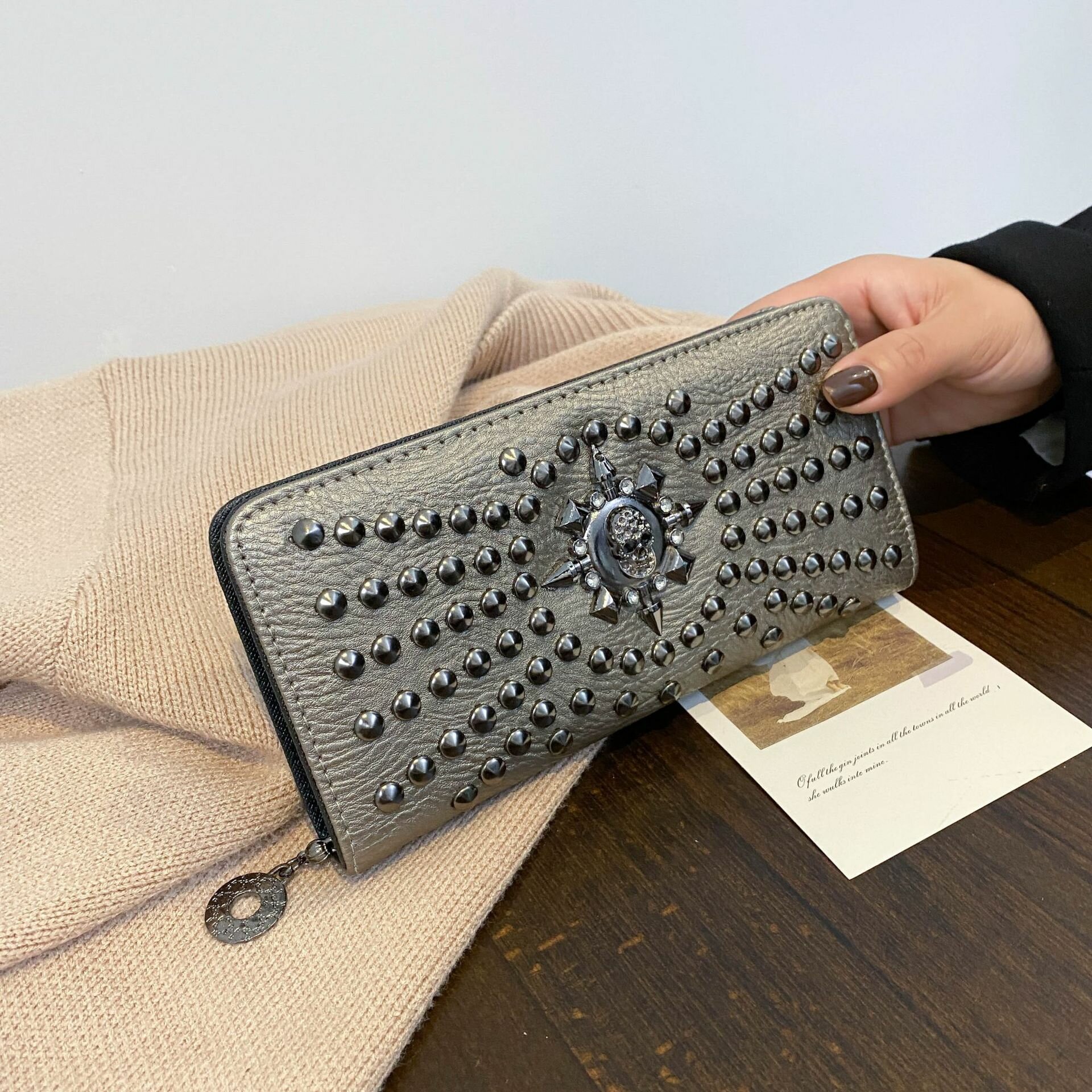 ZY Кошелек Длинный Молния ПУ Кожа Большой объем RFID