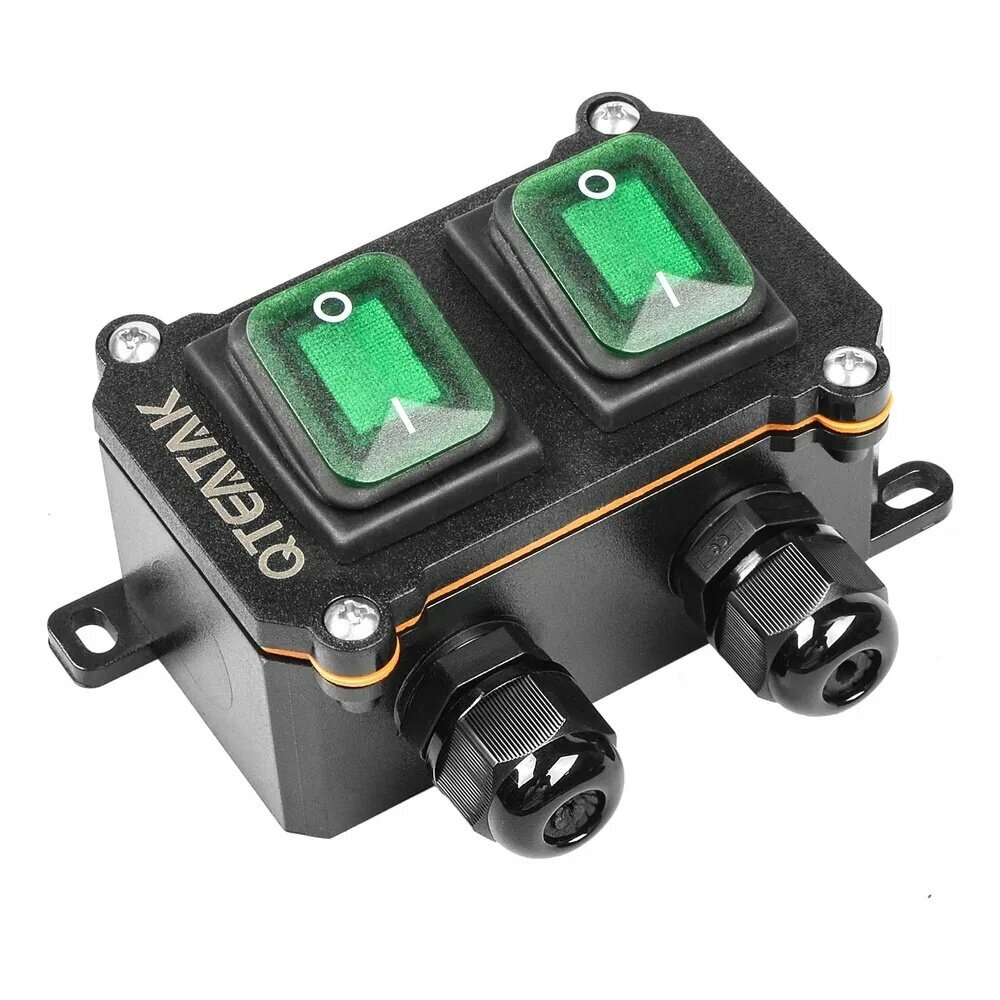 Выключатель DPST AC/DC 20A-250V IP66 с герметичным корпусом, односторонний двуканальный ввод провода, наружная влагозащищенная коробка
