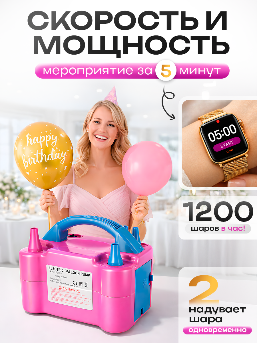 Насос для воздушных шаров электрический, компрессор для шариков воздушных