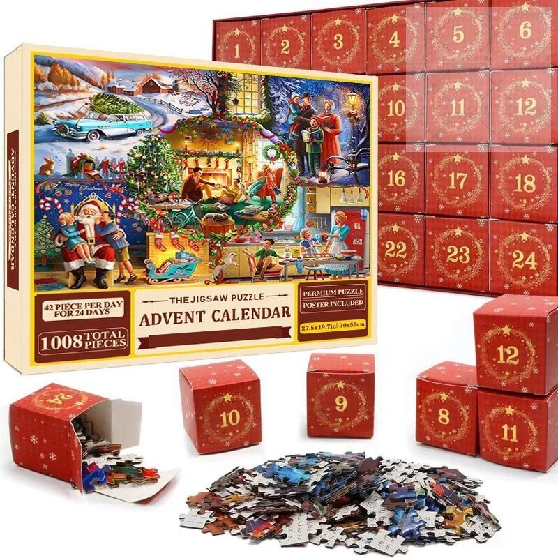 Пазл Advent Calendar 1008 кусочков для снятия стресса бумажный