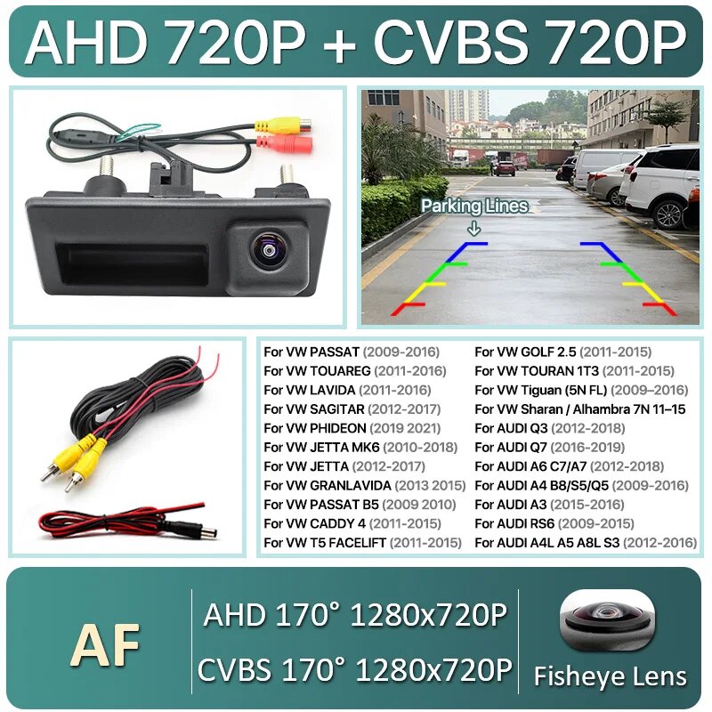 GreenYi ° Автомобильная камера заднего вида 1080P AHD для VW Volkswagen Golf CVBS-AHD720P-170deg