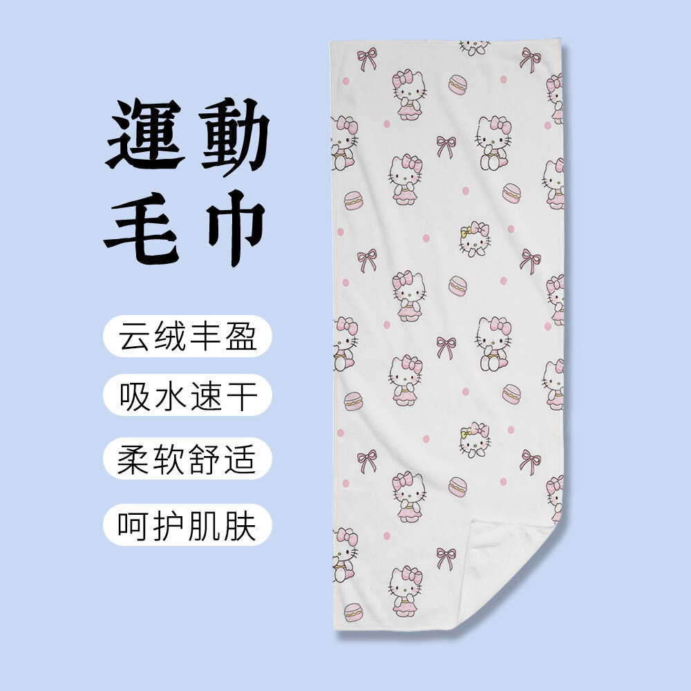 Спортивное полотенце Hello Kitty быстросохнущее 75x35см впитывающее для фитнеса и активного отдыха легкое и мягкое