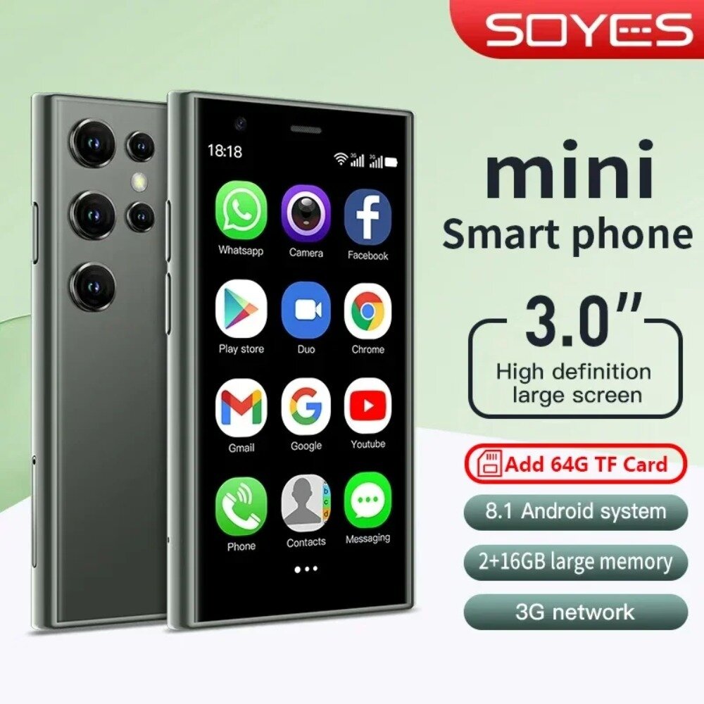SOYES S23 Pro Ультратонкий Смартфон: 2 ГБ ОЗУ + 16 ГБ ПЗУ, Android 8.1, 3G, Двойная SIM, 1000 МАч