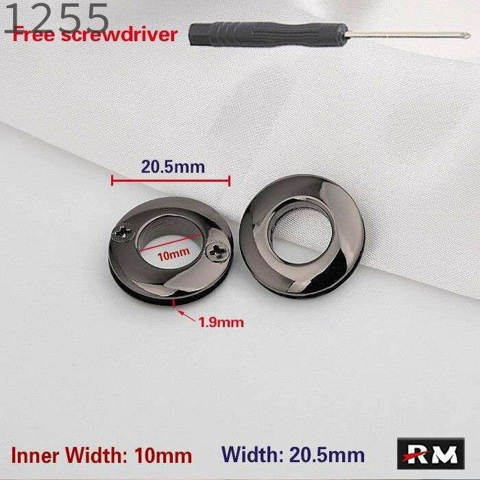 Люверсы с винтом, Аксессуары для сумки из сплава, Застежка, Его также можно использовать для украшения одежды, обуви и головных уборов, Внешний диаметр 20.5 мм, черный, 2 шт11