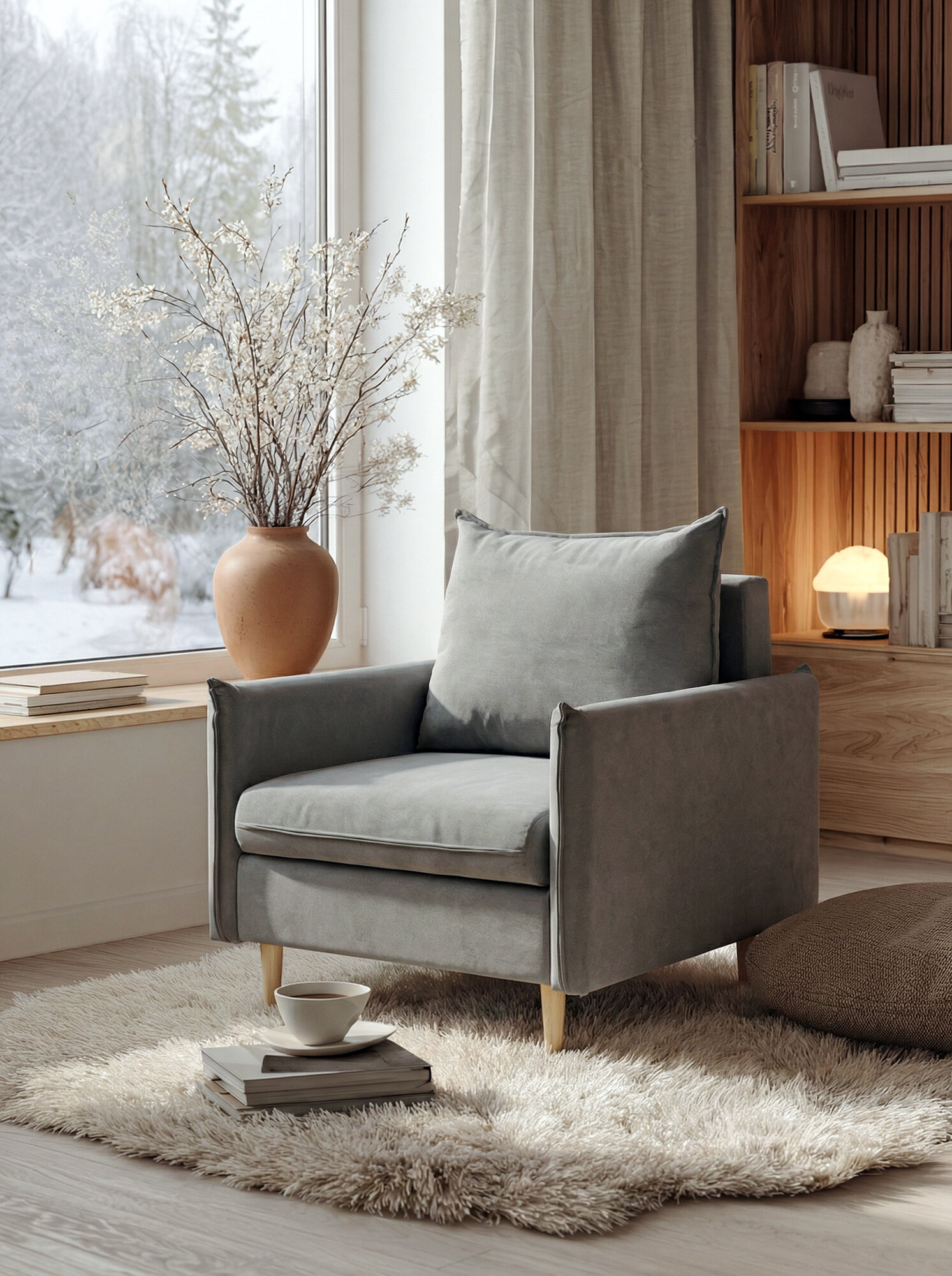 Кресло-кровать кресло раскладное Брендосс 335 износостойкий велюр, цвет серый