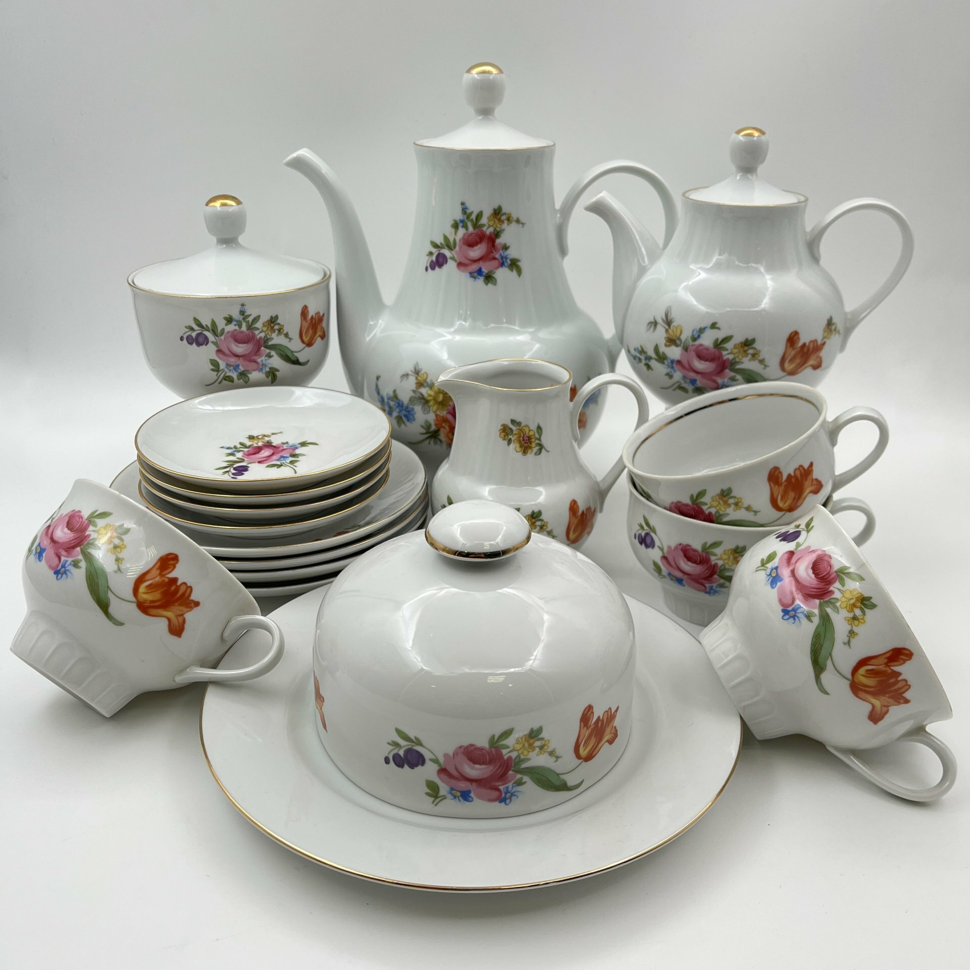 Сервиз чайно-кофейный "Мейсенский букет" на 4 персоны (17 предметов), фарфор