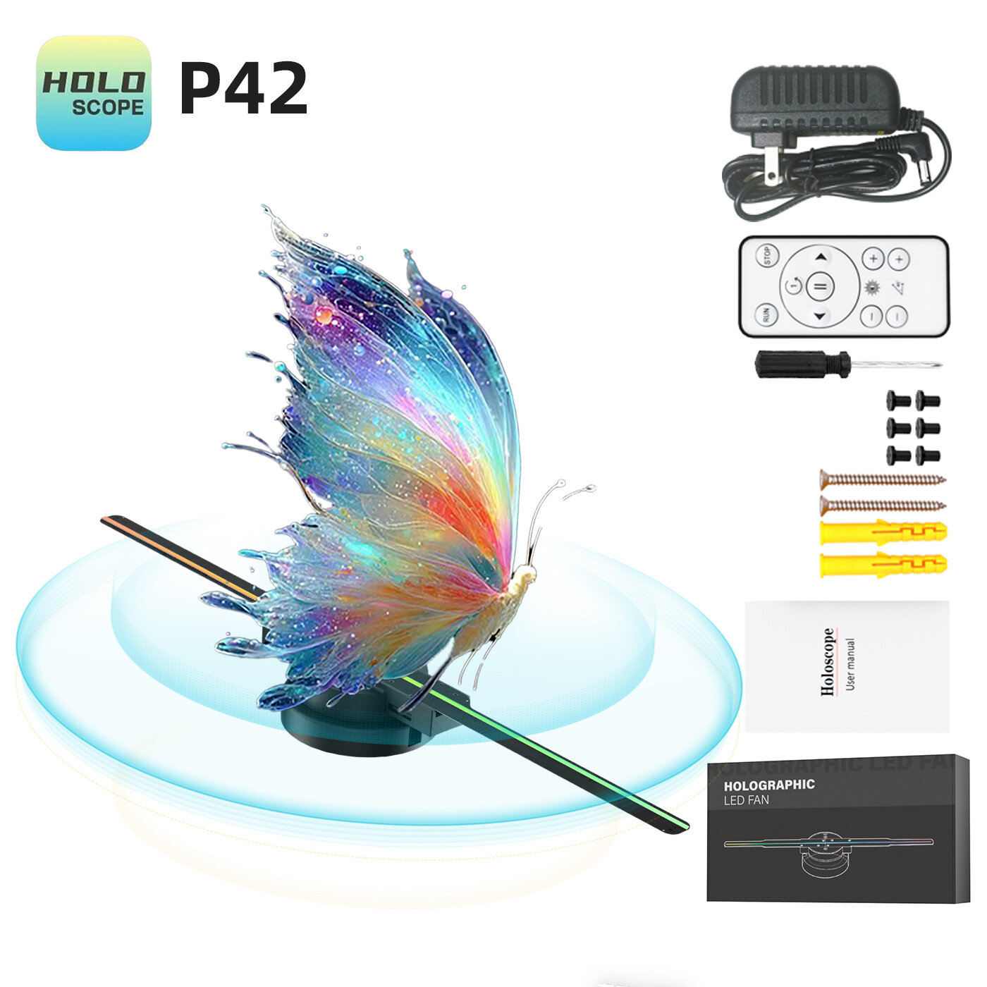 Голографический вентилятор 42 см HOLO SCOPE P42 – LED-экран для рекламы и дома, разрешение 1024×800