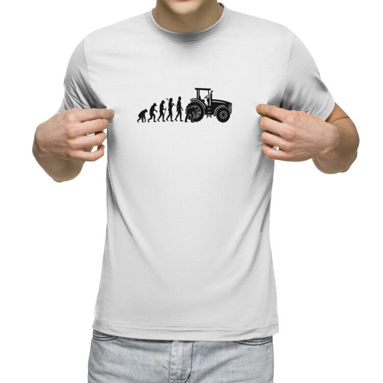 Мужская футболка «Тракторист водитель трактора в подарок шоферу» (белый, M)