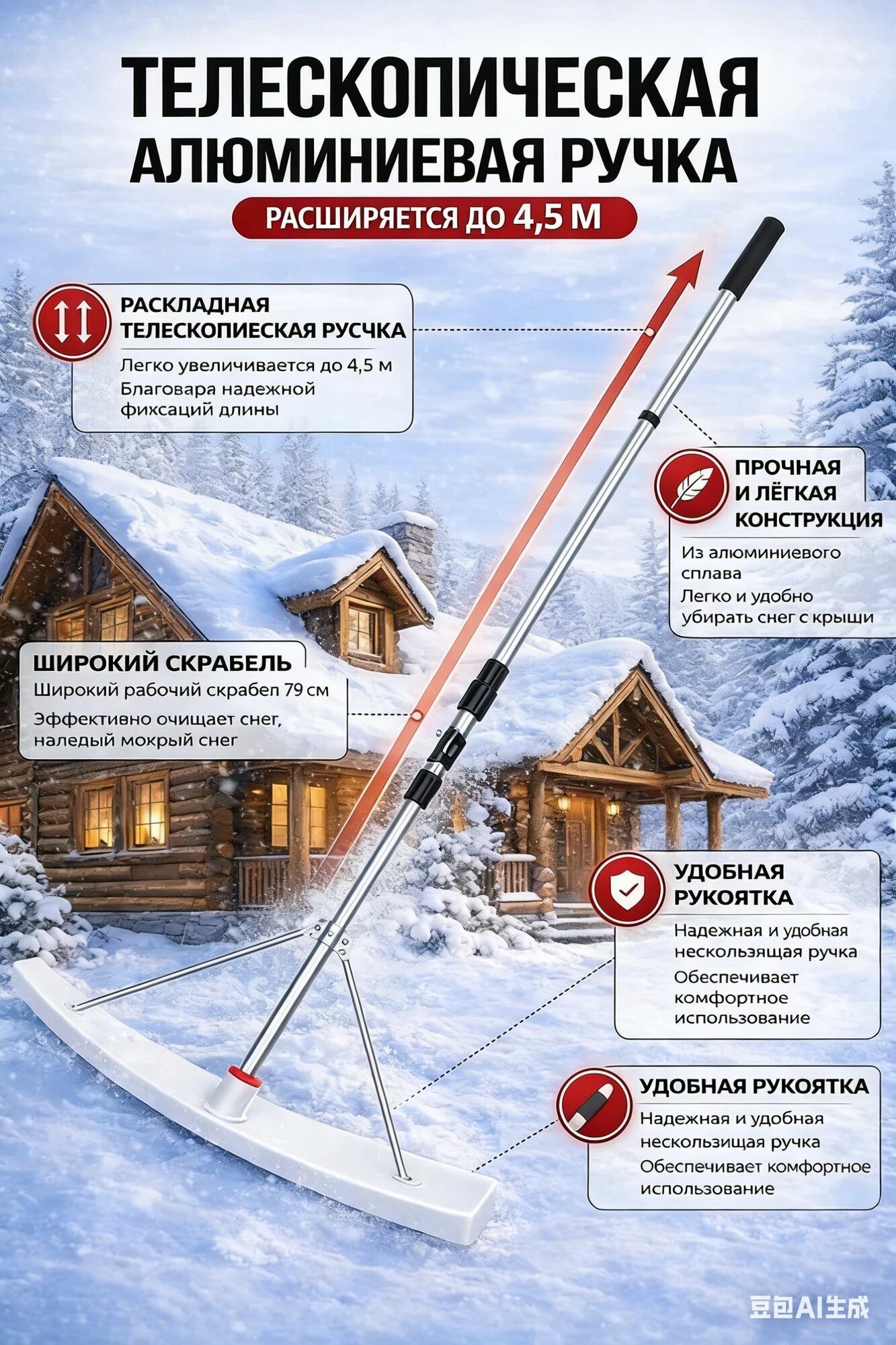 Скрепер для уборки снега для уборки снега 79 см металл