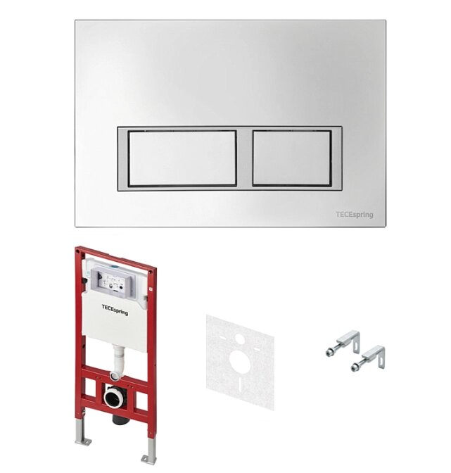 Инсталляция TECE TeceSpring V S401201 для унитаза, 4 в 1 с кнопкой смыва глянцевый хром