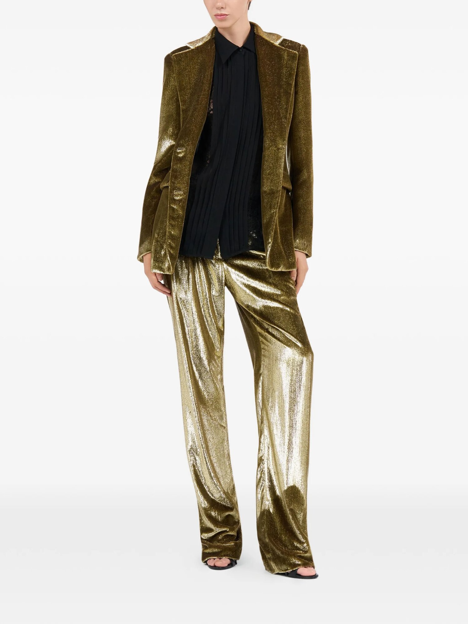 Брюки Roberto Cavalli Metallic trousers, размер 44, золотистый — фото 1