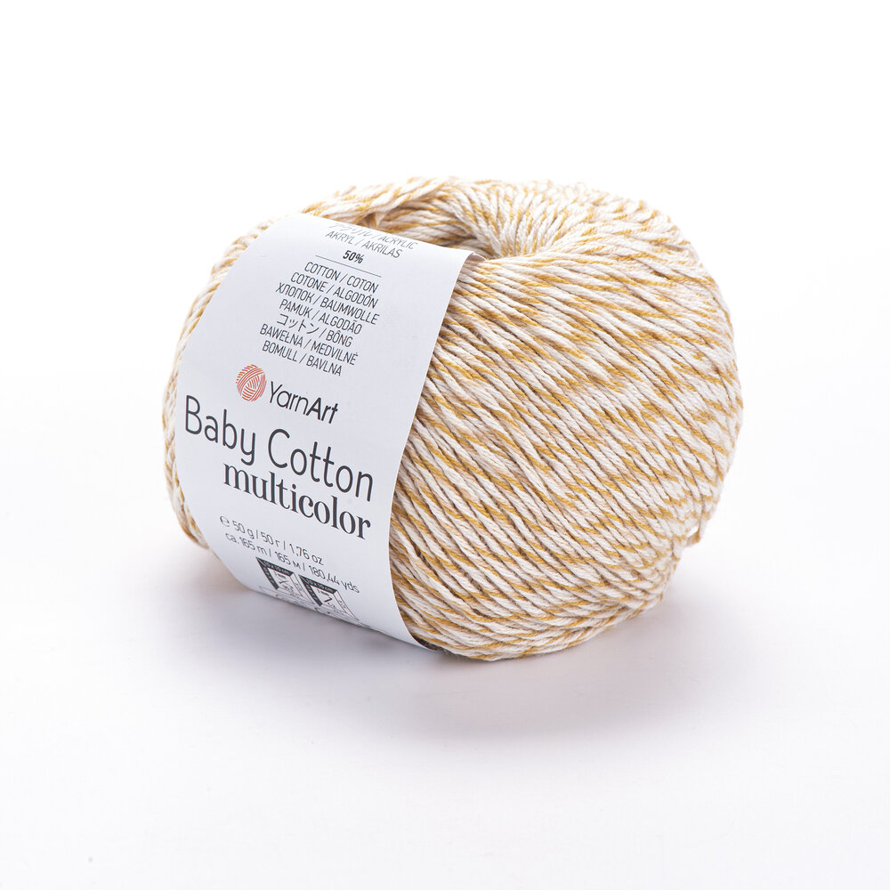 Пряжа для вязания YarnArt Baby Cotton Multicolor 5203 желтый белый 50 гр/165 м 50% хлопок, 50% акрил