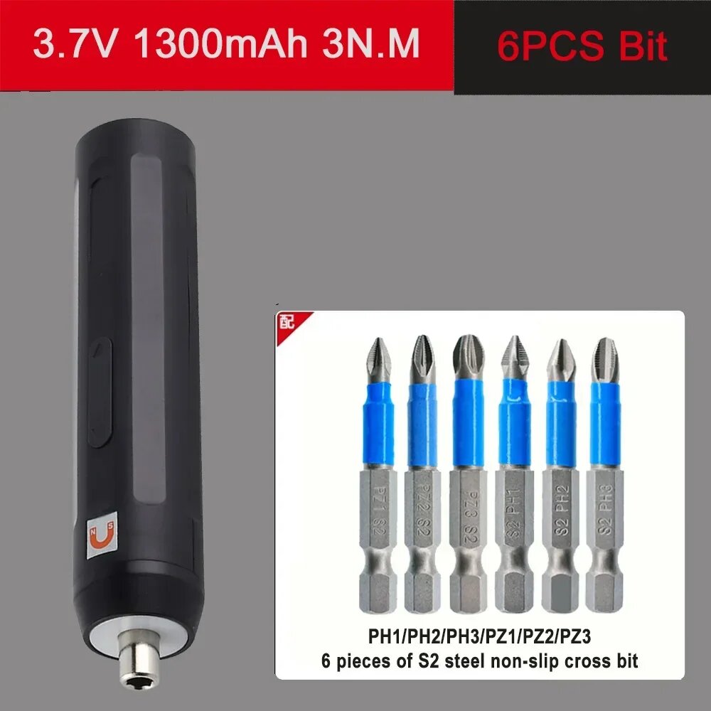Беспроводной шуруповерт 3.7V 1300mAh 3N. M, 6 бит