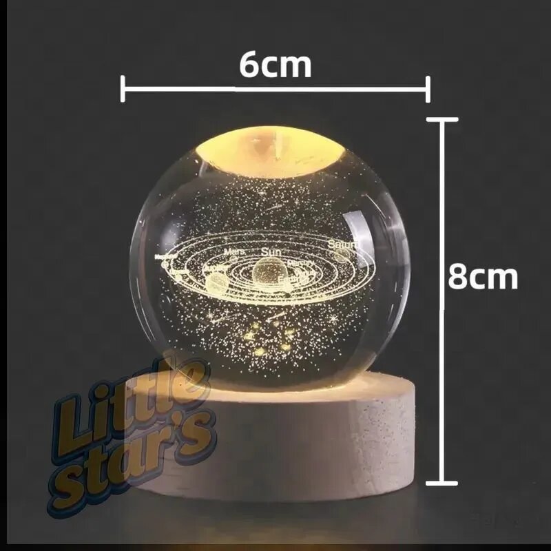 Хрустальный шар с планетами, светится, 6x8 см, USB зарядка