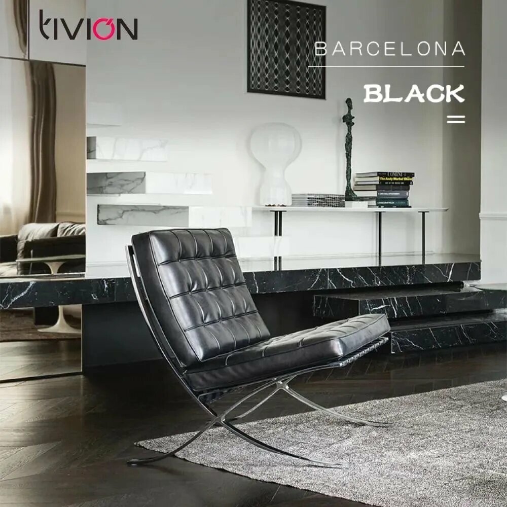 Дизайнерское кресло Barcelona chair TIVION BlackM013