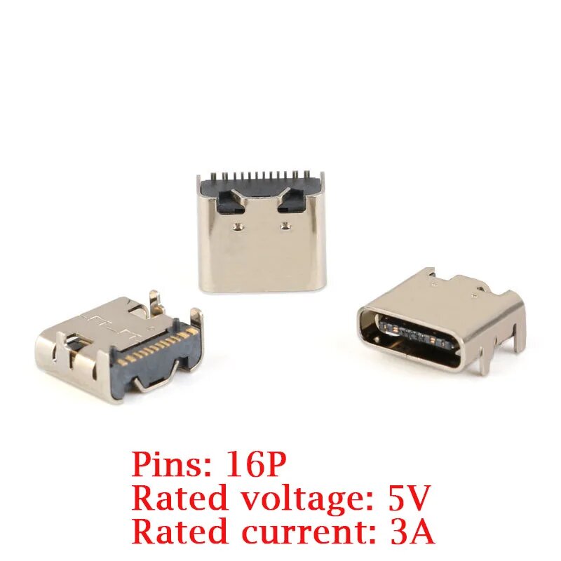 Разъем USB Type-C 16P, 5V, 3A, 5шт