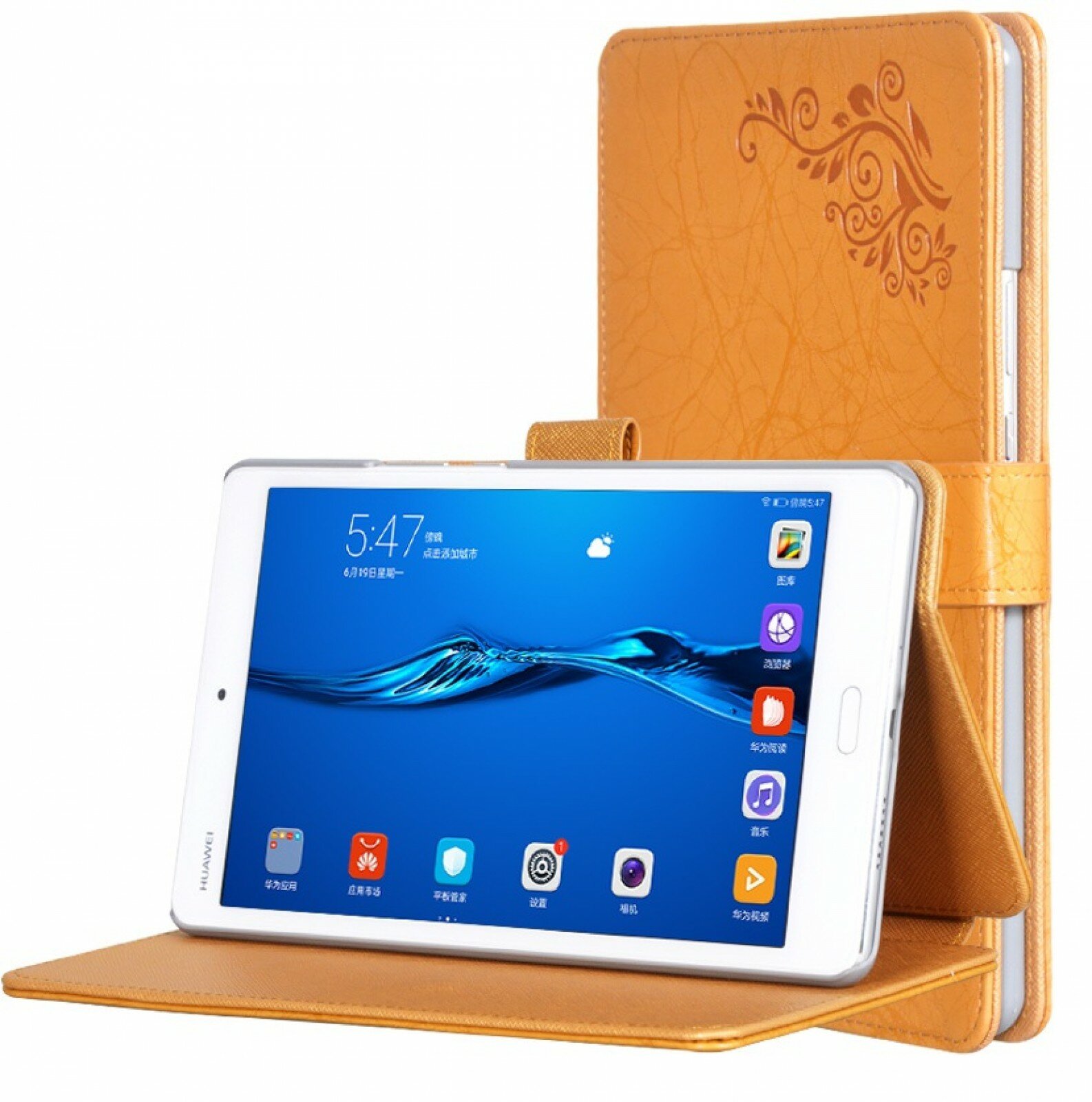 Чехол MyPads для Huawei MediaPad T3 10 LTE 9.6 из натуральной кожи с визитницей и держателем для руки