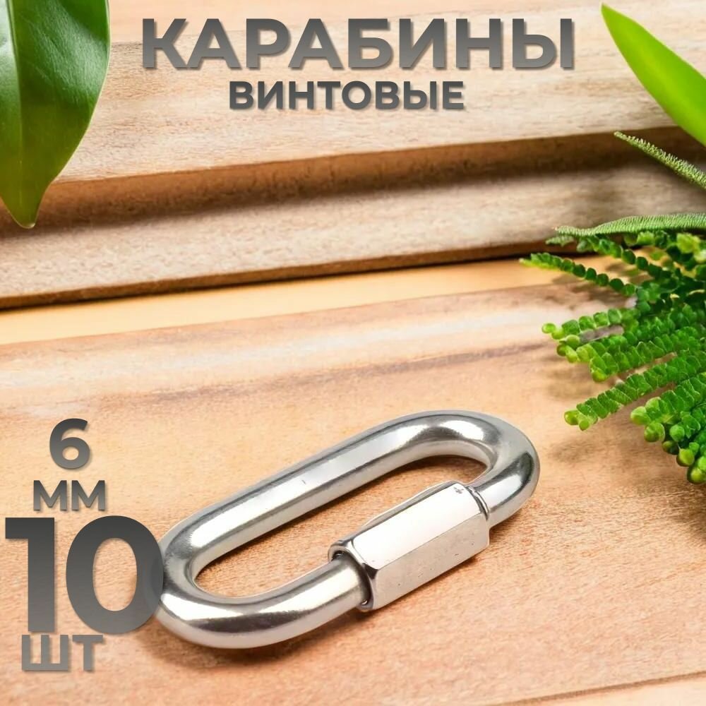 Карабин оцинкованный винтовой 6x55 мм 10шт