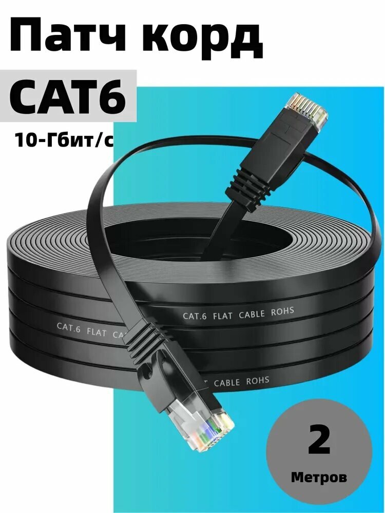 AYC-Link Кабель для интернет-соединения RJ-45/RJ-45, 2 м, черный матовый