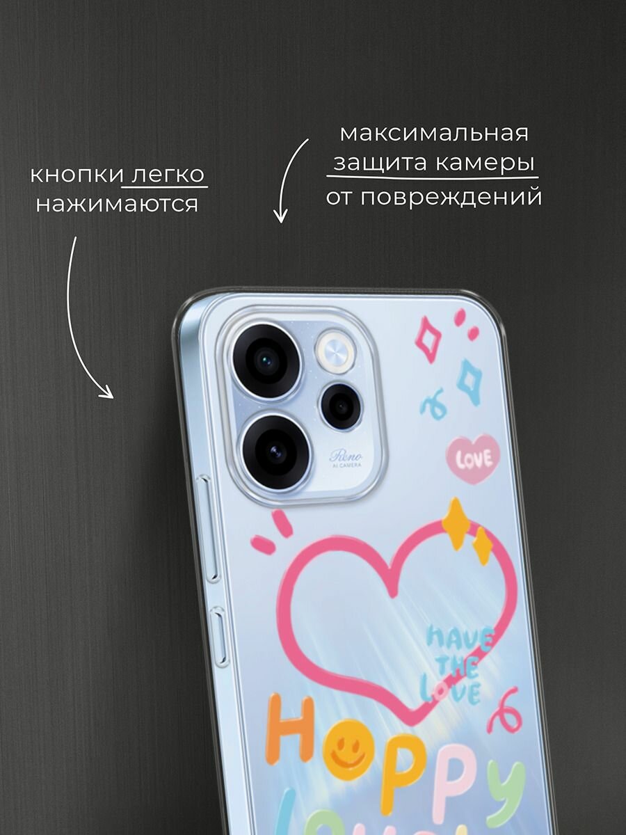 Силиконовый чехол на Oppo Reno 15F / Оппо Рено 15F с принтом Happy lovely 2 — фото 1