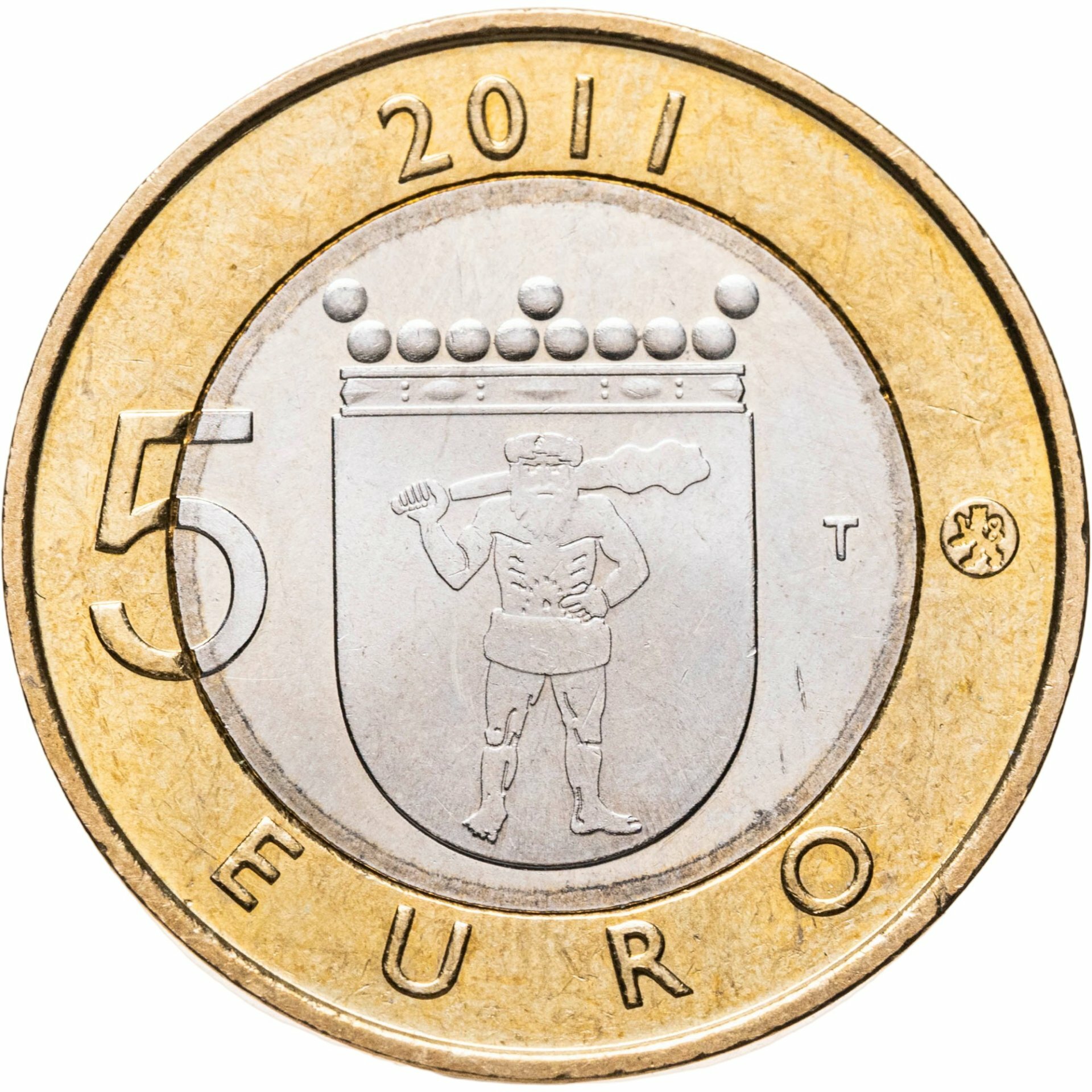 Финляндия 5 евро euro 2011 Провинция Лапландия, Биметалл, в сохранности UNC