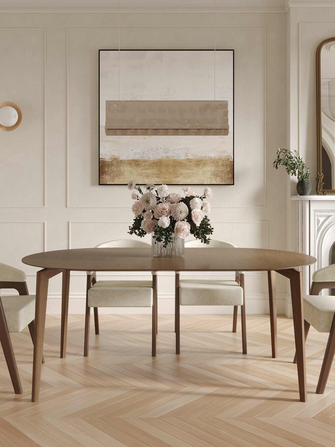 Стол раздвижной кухонный круглый обеденный, 100-180 см, орех, большой - Rogoletto Premium