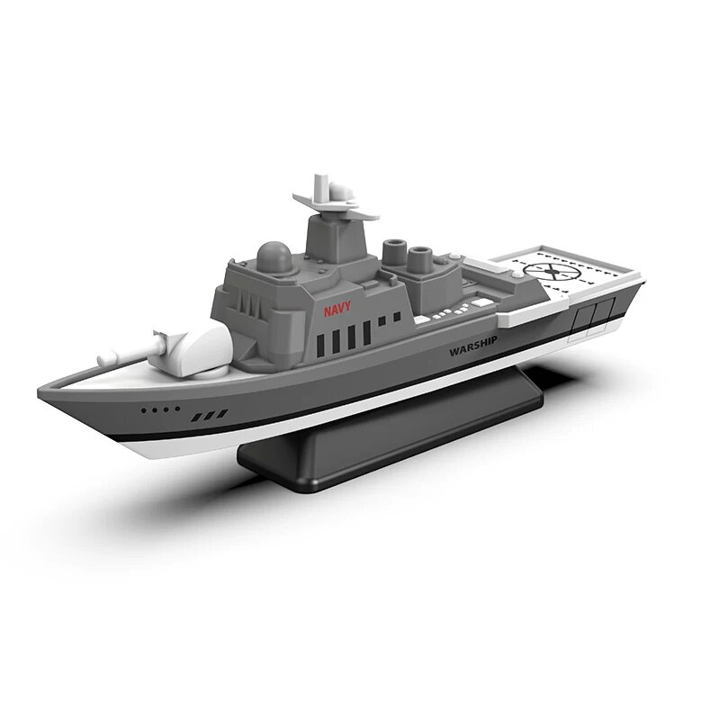 Сплавная модель эсминца в сером цвете, военная игрушка для коллекционеров с подставкой