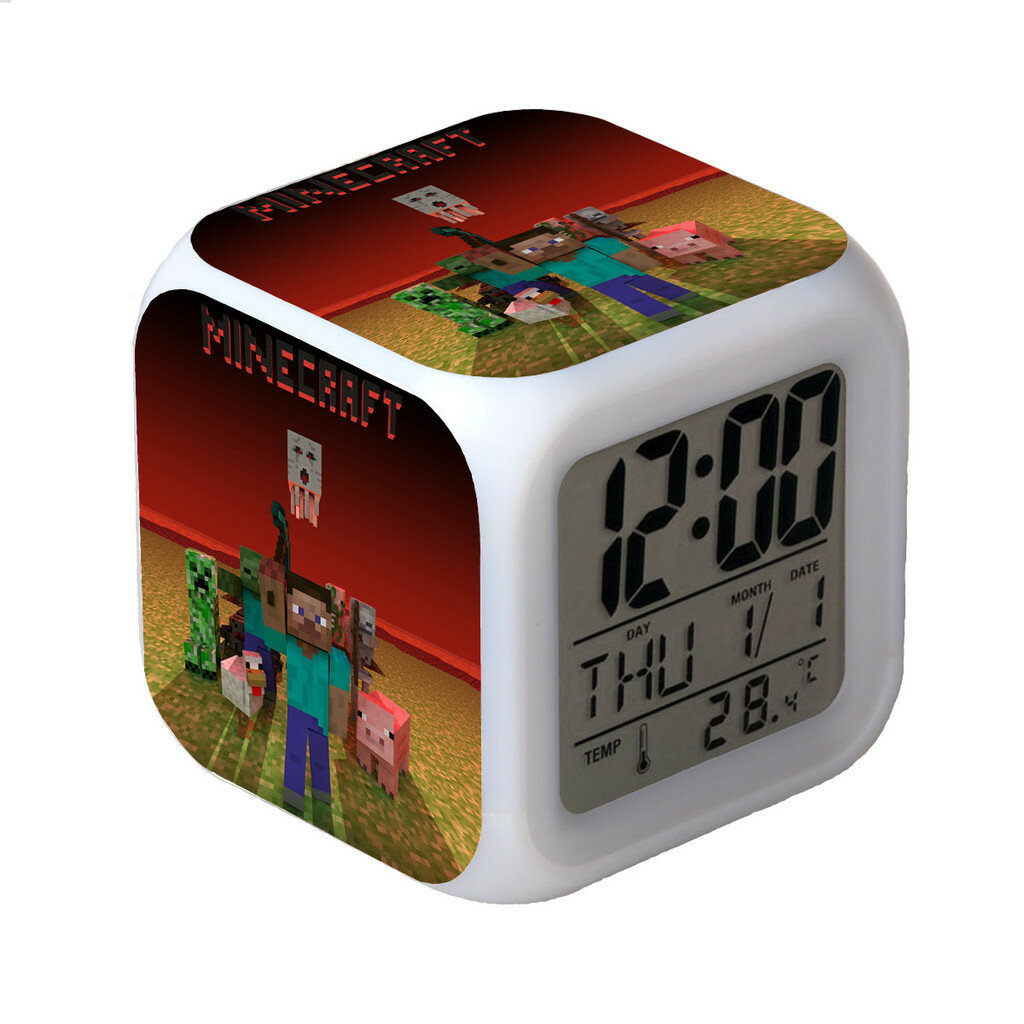 Игровые будильники с аниме мотивом с ярким lcd дисплеем бесшумная работа и датчик температуры стиль м