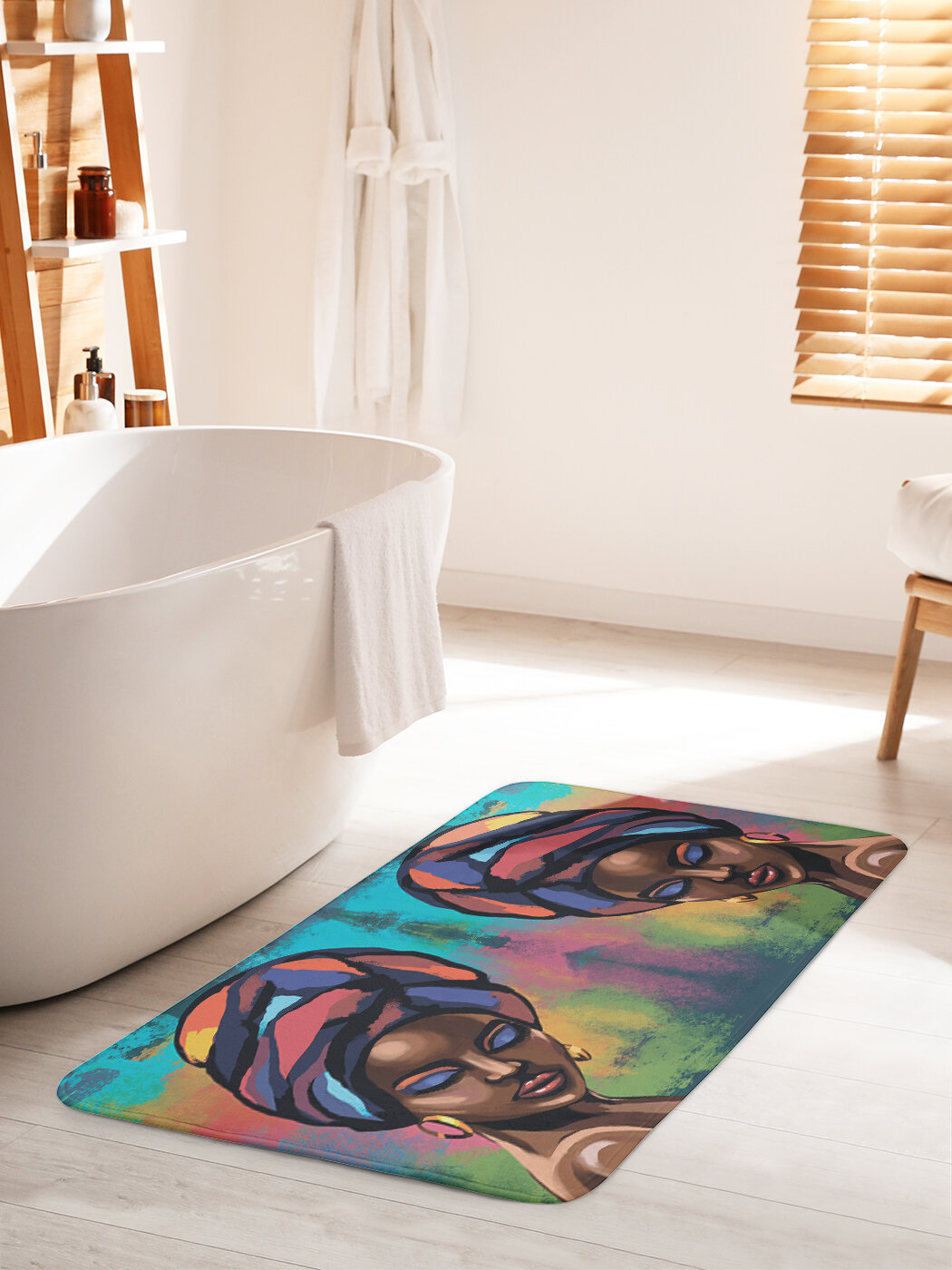 Коврик для ванной комнаты и туалета противоскользящий "Африканка" 60х100 см, JoyArty