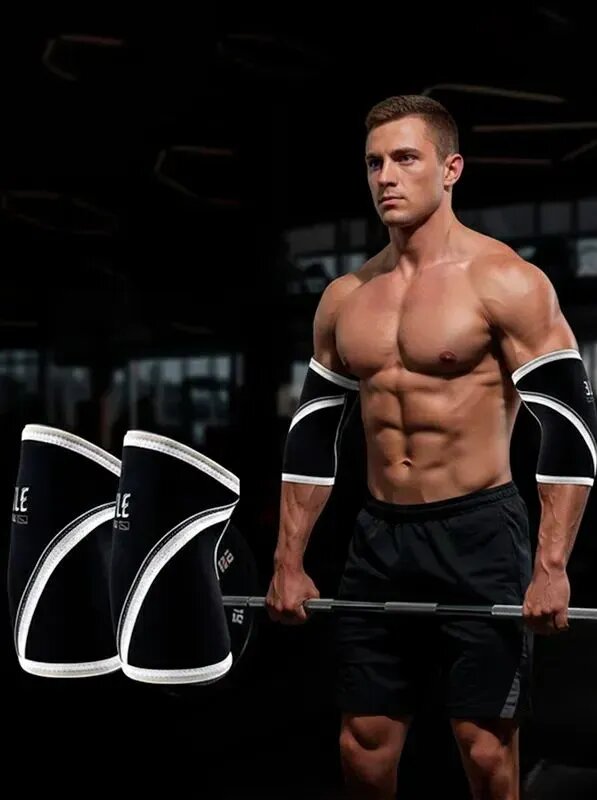 Защита локтя для спорта XXL: Неопреновый бандаж для поддержки локтя, 2 шт, черный цвет